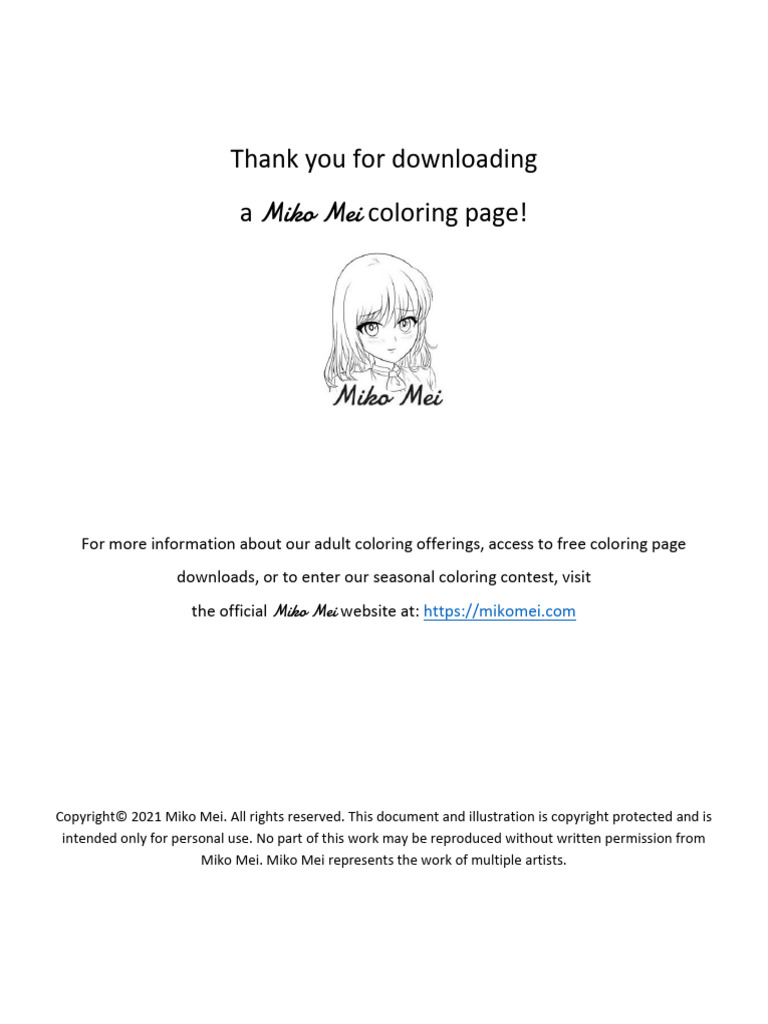 Miko Mei Coloring Page Download | PDF