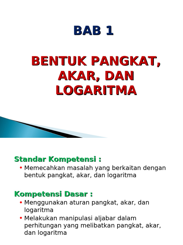 Bab 1 Bentuk Pangkat Akar Dan Log | PDF