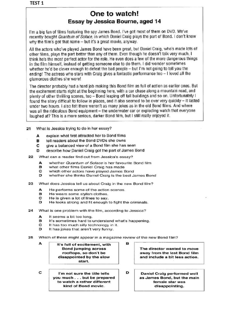 Reading Practice b1 - Part 4 | PDF