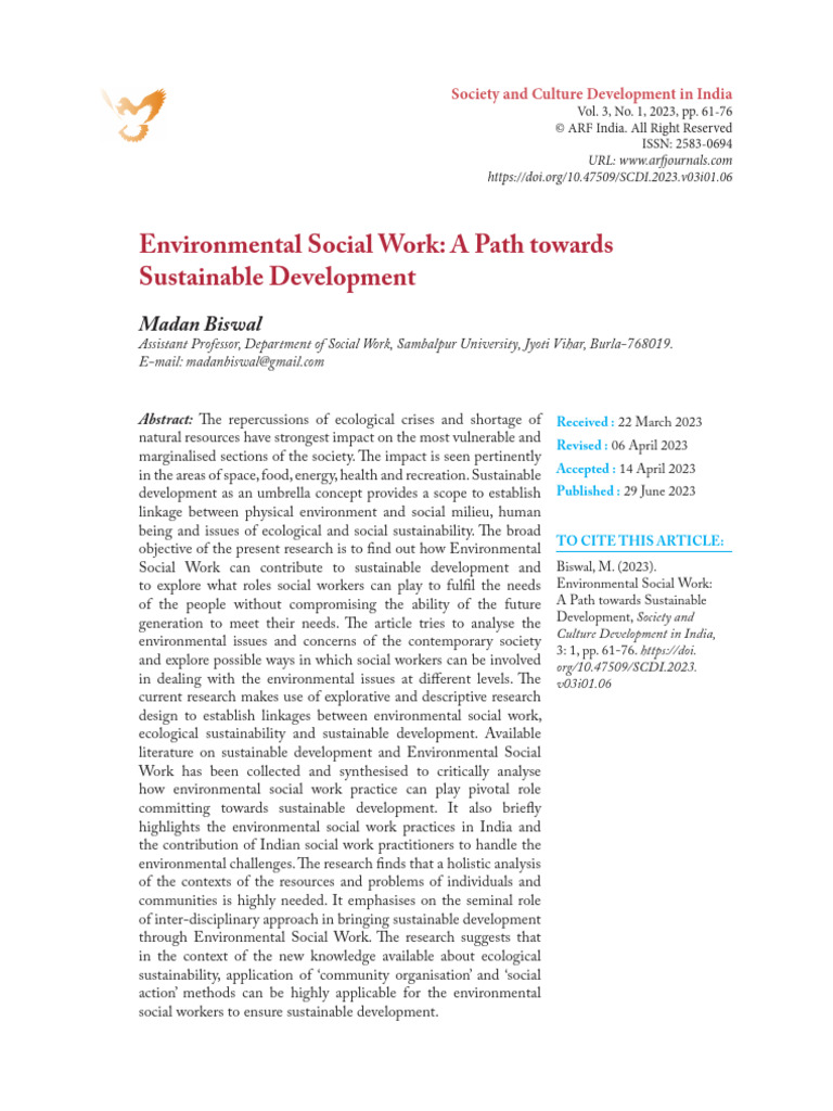 Environmental Social Work for Sustainability | PDF | Sustainability ...