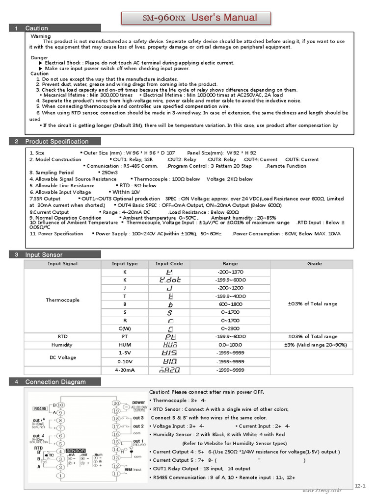 SM 960NX | PDF | Thermocouple | Relay