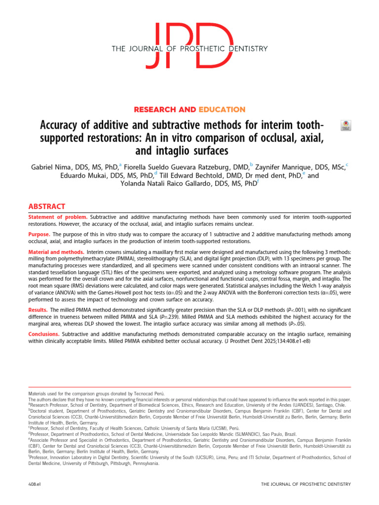 Interim Restoration Accuracy: Additive vs. Subtractive | PDF
