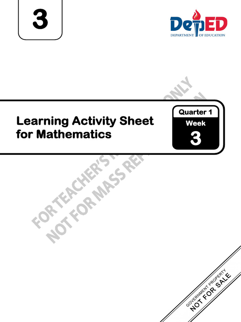 Grade 3 Math Activity Sheet: Week 3 | PDF | Copyright | Intellectual ...