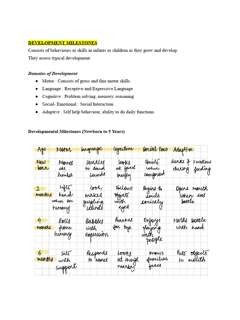 Essential Developmental Milestones Guide | PDF | Developmental ...