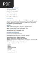 MBBS Doctor CV Format and Sample | PDF | Medical School | Health Care