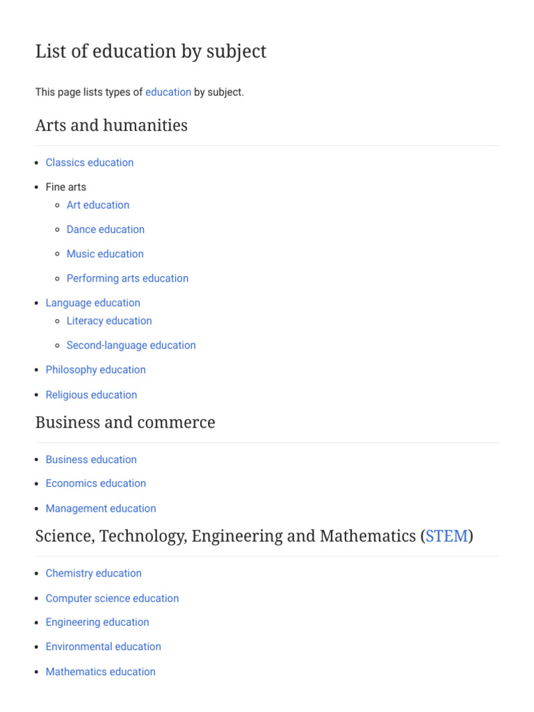 2) List of Education by Subject - Wikipedia | PDF