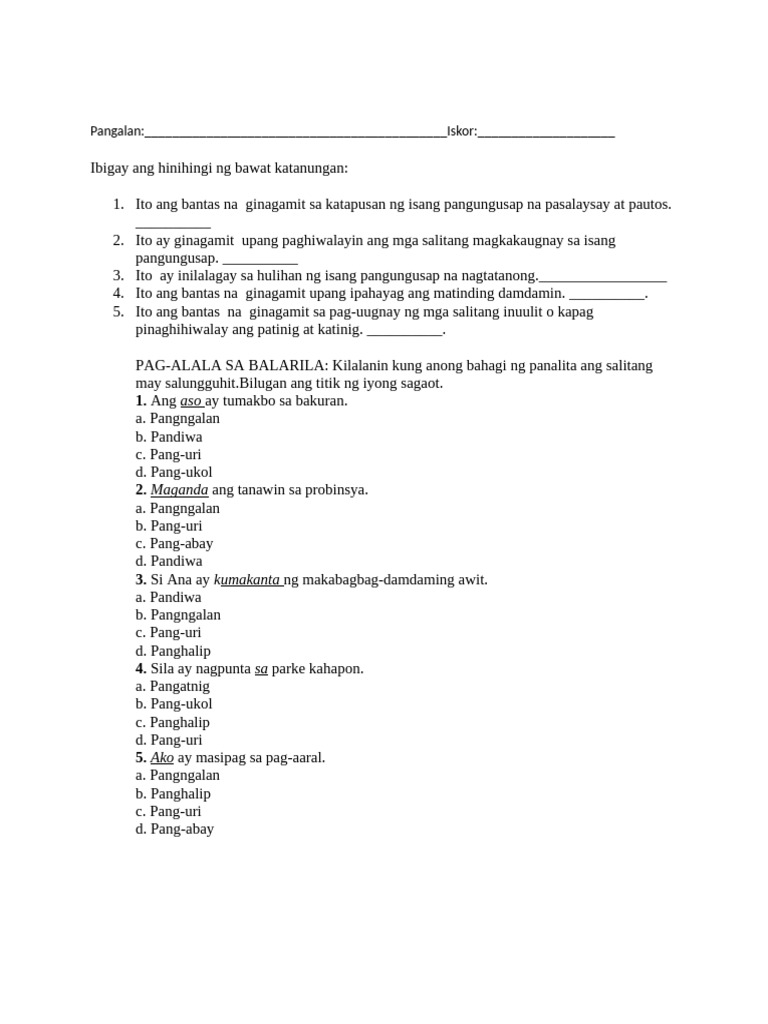 Assessment Lesson - Filipino 9 | PDF