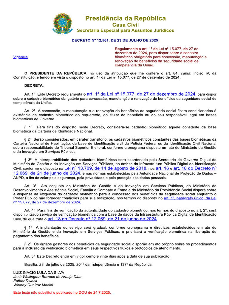 Regulamentacao BPC Biometria | PDF