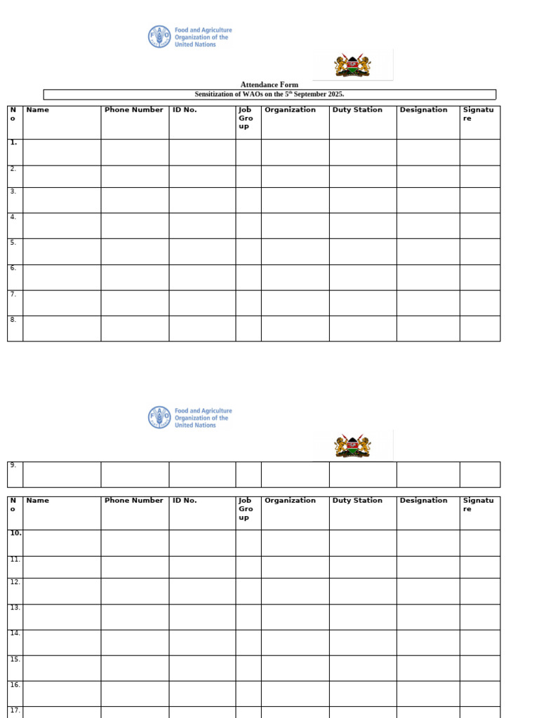 Registration Form - GRACE Project Counties - WAO Sensitization | PDF