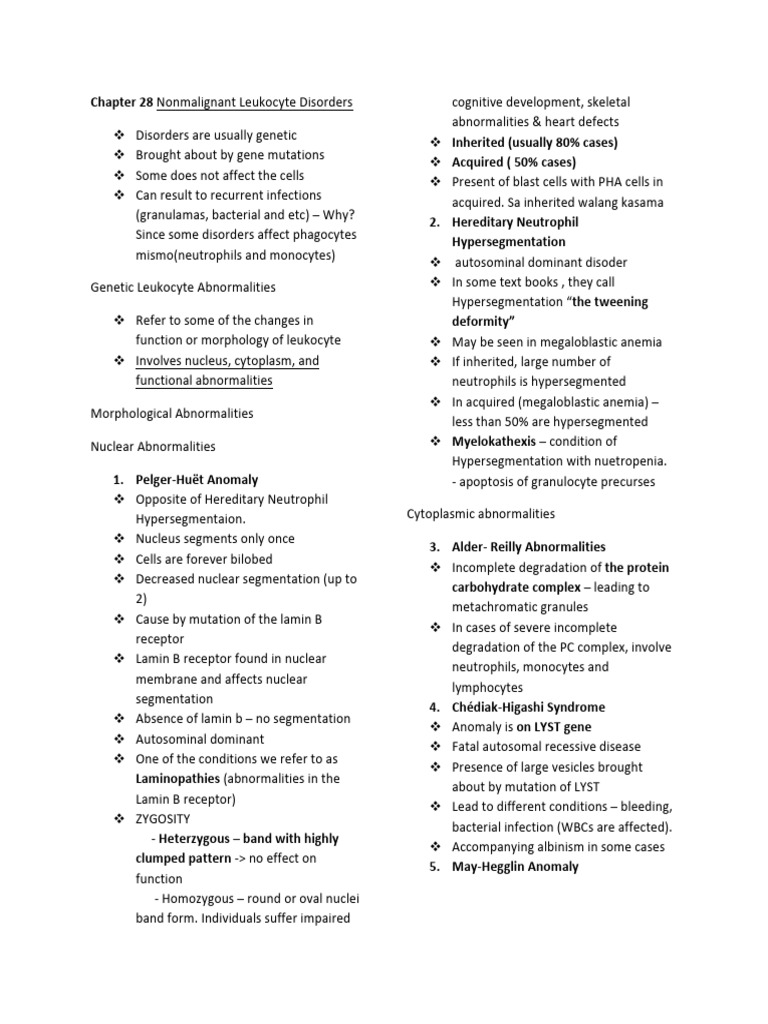 Nonmalignant Leukocyte Disorders Overview | PDF | White Blood Cell ...