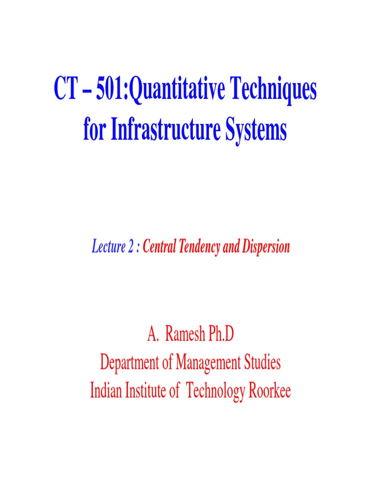 2 - Central-Tendency and Dispersion | PDF | Standard Deviation | Variance
