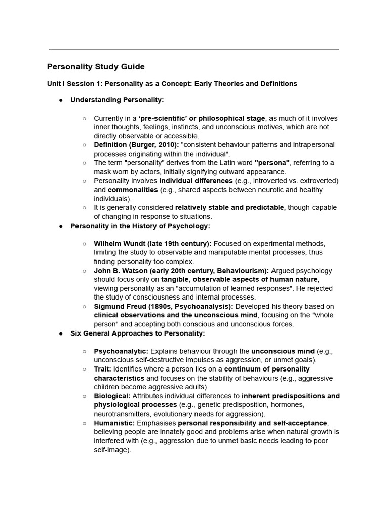 Personality Psychology | PDF | Impulsivity | Nature Versus Nurture