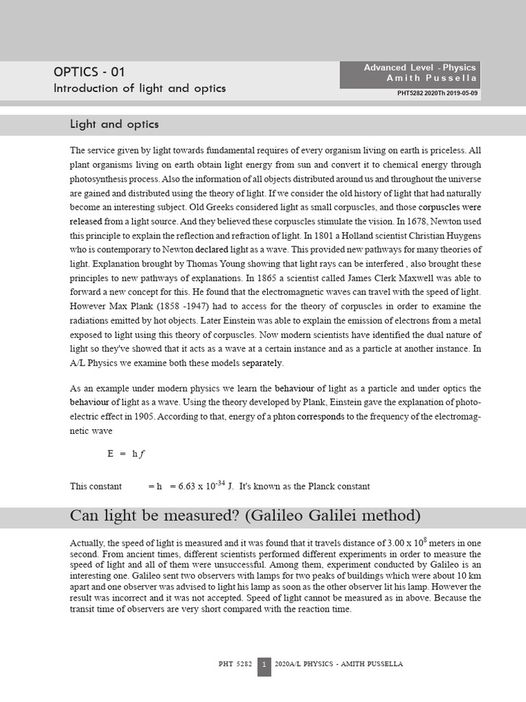 Understanding Light and Optics Principles | PDF | Light | Optics