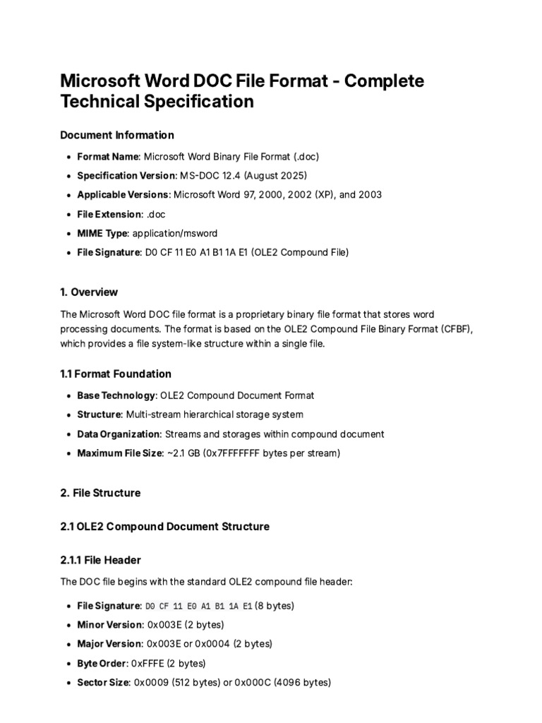 Format Complete Specification | PDF | File Format | Microsoft Word