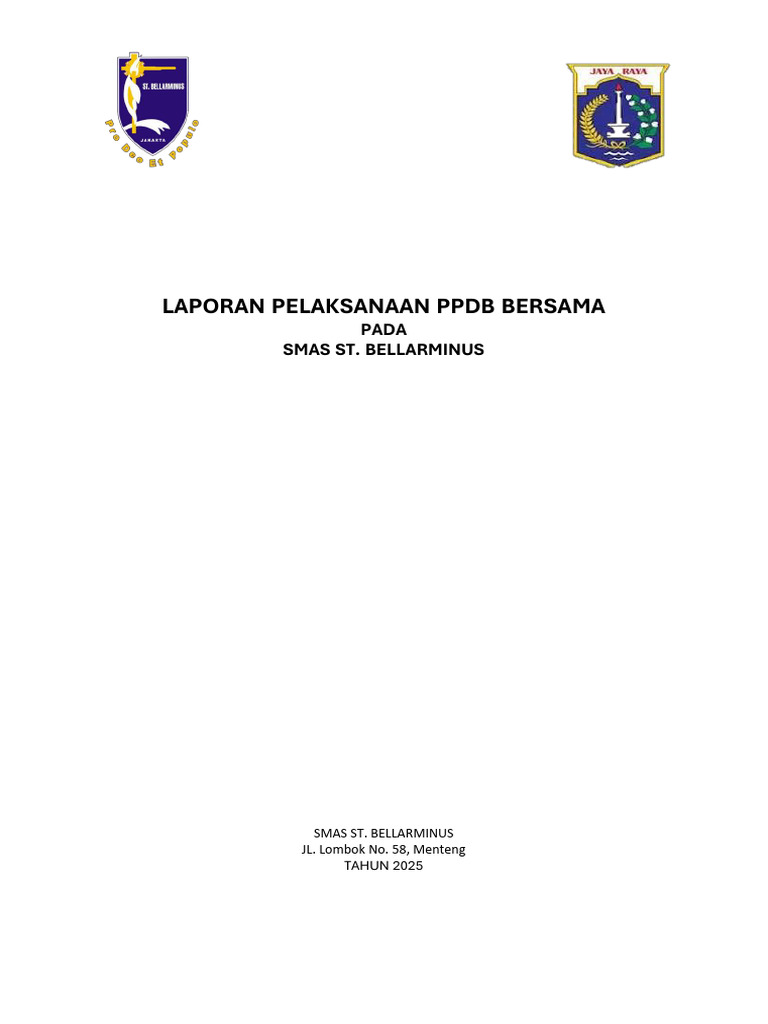 Laporan PPDB Bersama SMAS St. Bellarminus | PDF