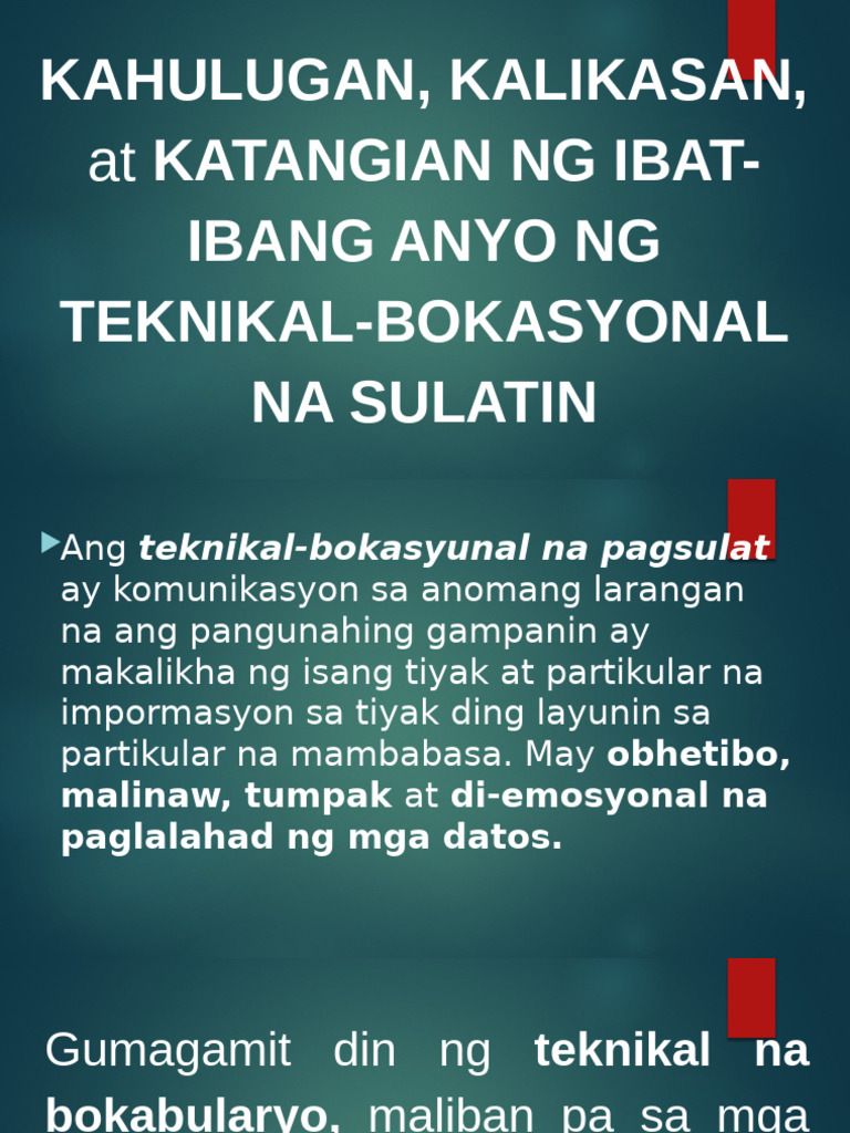 FPL TEK - Voc.-Ppt Aralin 3 | PDF