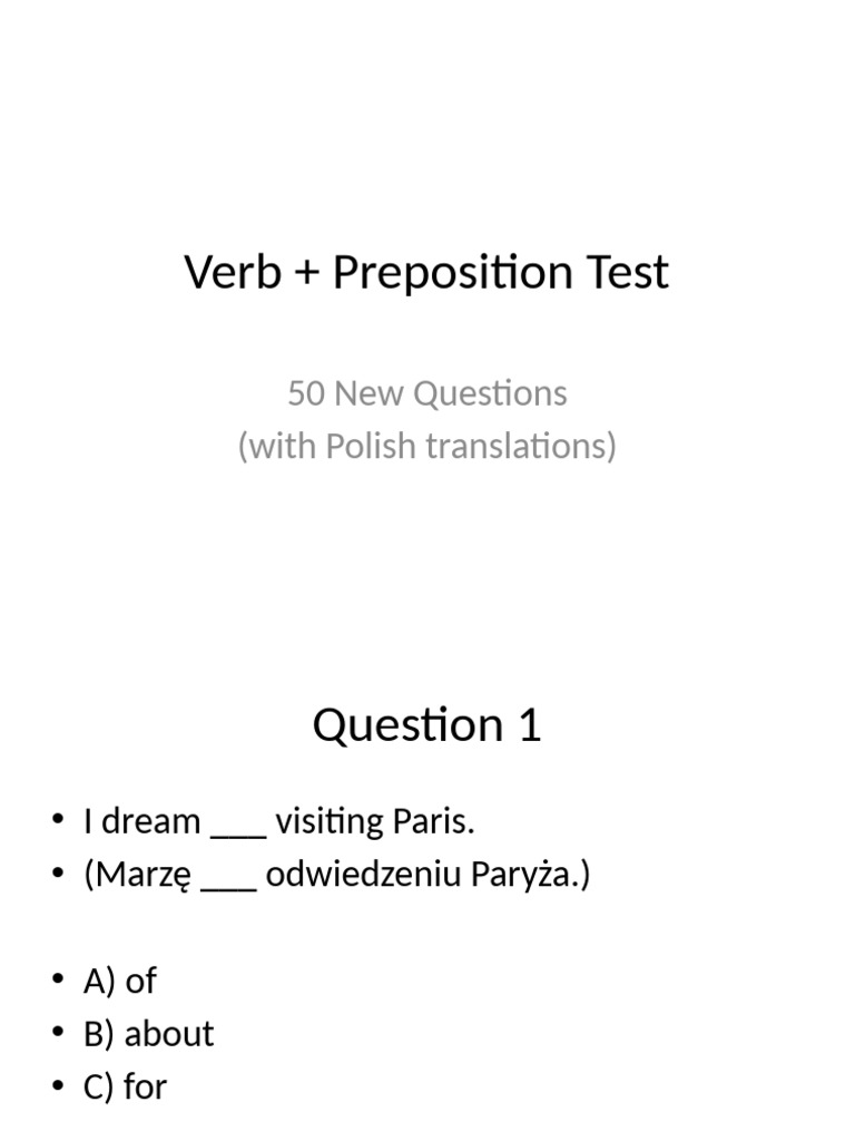 Verb Preposition Test New | PDF