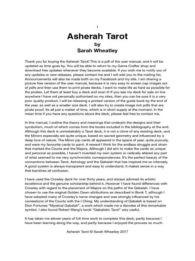 Asherah Tarot User Manual PDF | PDF | Hermetic Qabalah