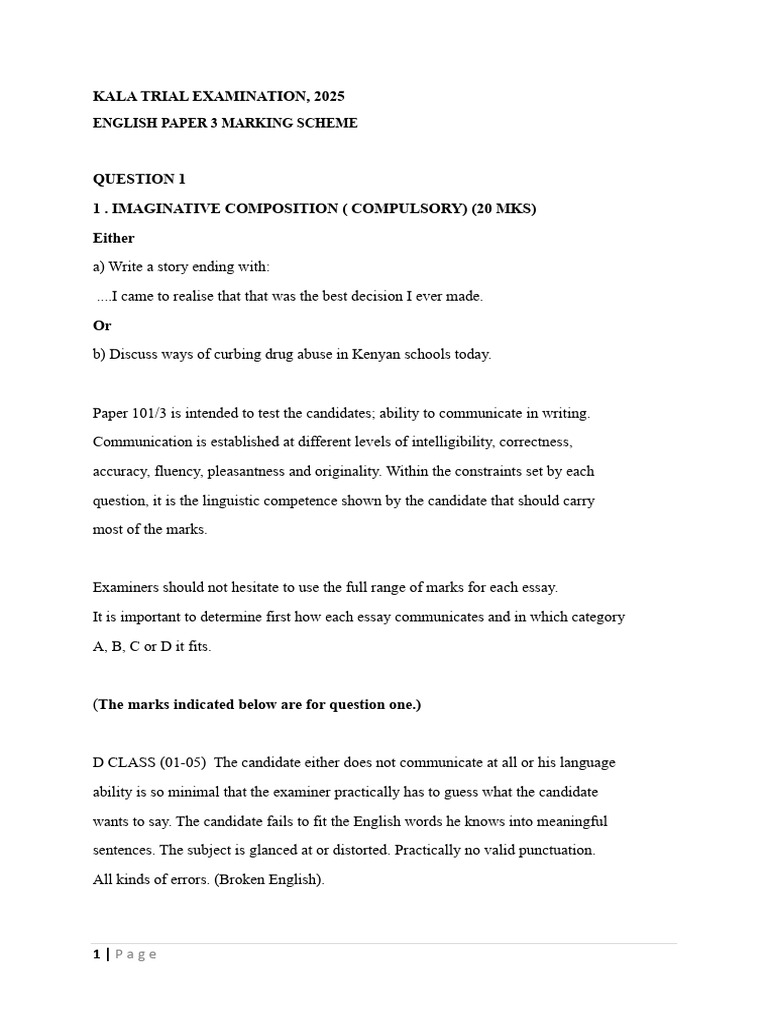 KCSE 2025 English Paper 3 Guidelines | PDF | English Language | Linguistics