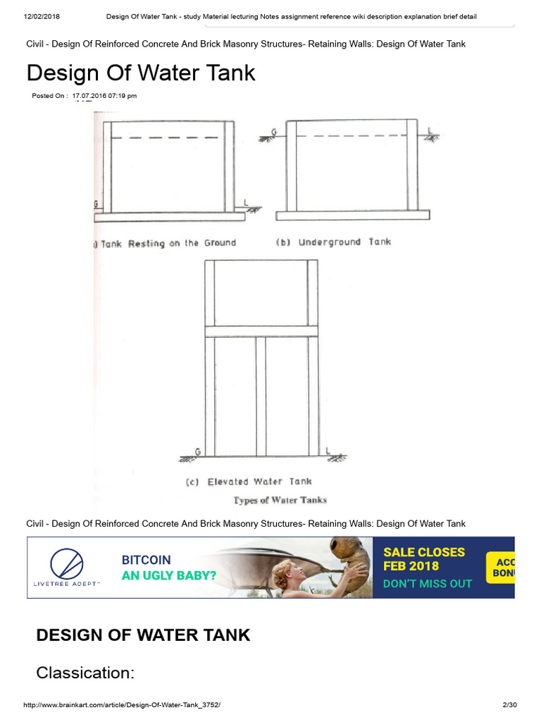 Design of Water Tank - Study Material Lecturing Notes Assignment ...