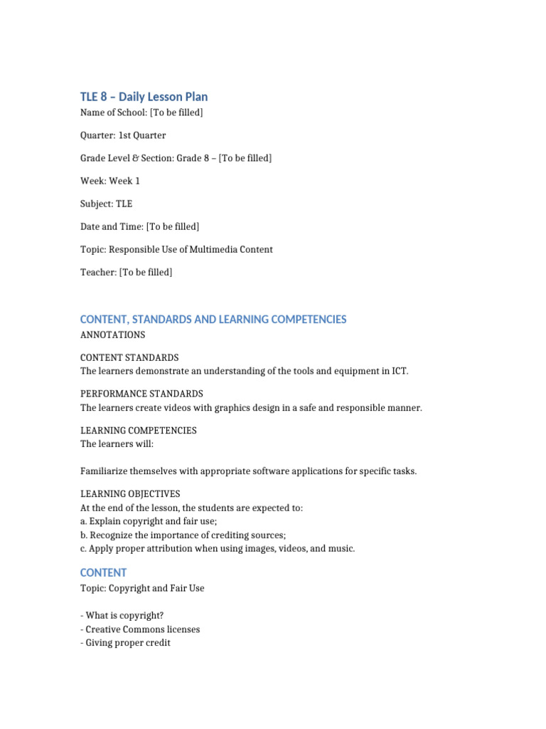 TLE8 DLP Week1 Day2 Week8 Clean Format | PDF