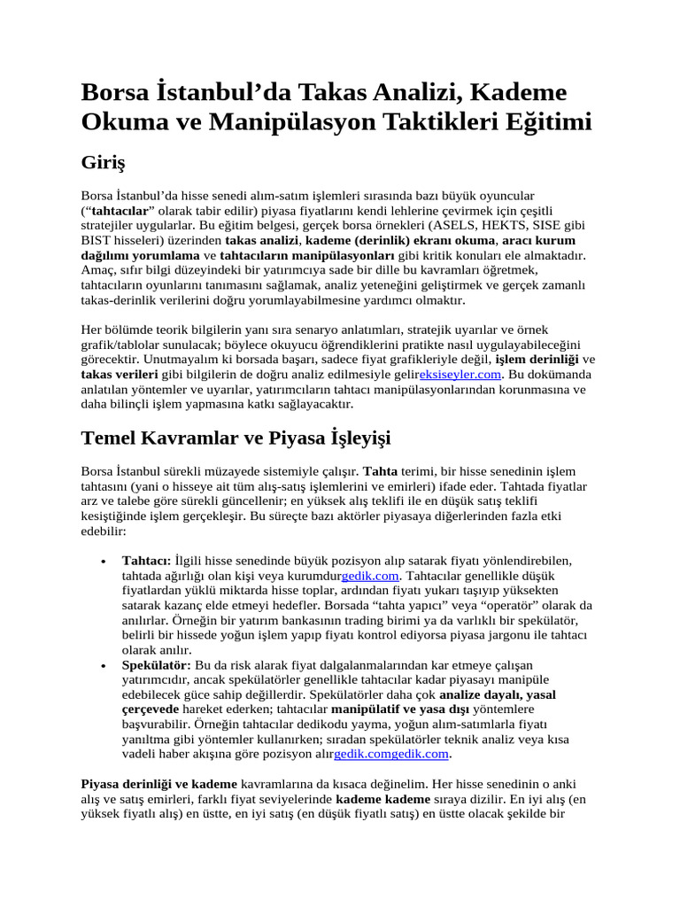 Takas Kademe Maniulasyon | PDF