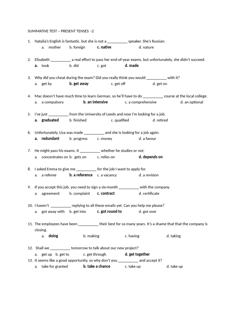 Present Tenses Summative Test | PDF | Chess Theory | Chess