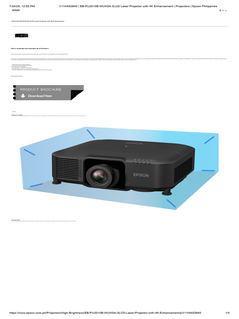 V11HA52840 _ EB-PU2010B WUXGA 3LCD Laser Projector with 4K Enhancement _ Projectors _ Epson ...