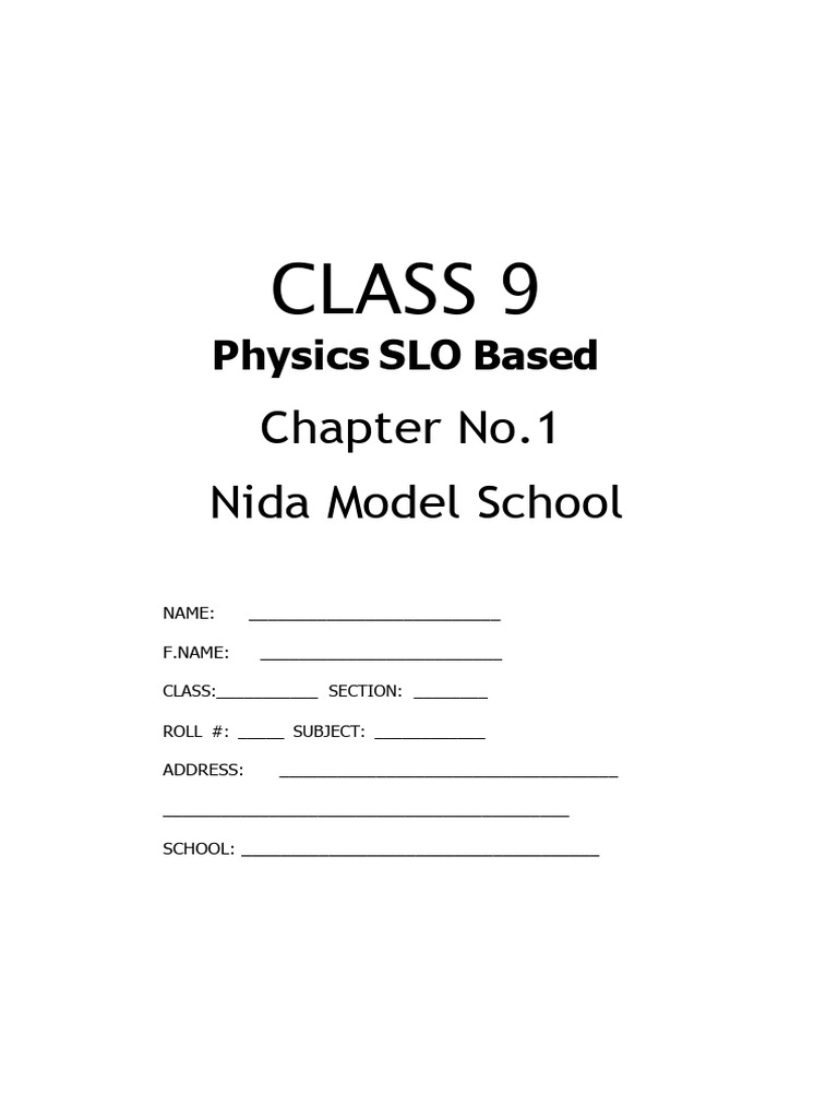 Class 9 Physics SLO-Based Chapter 1 | PDF