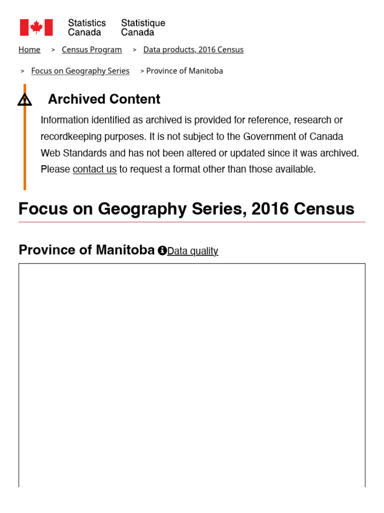 Focus On Geography Series, 2016 Census - Province of Manitoba | PDF ...