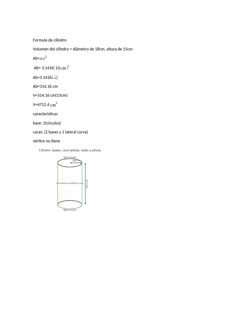 Fórmulas de Volumen para Cilindros | PDF