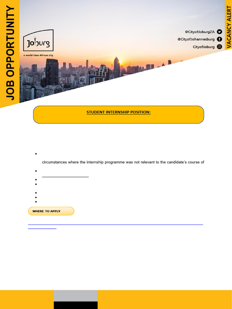 Johannesburg Student Internship 2025 | PDF | Social Work | Literacy