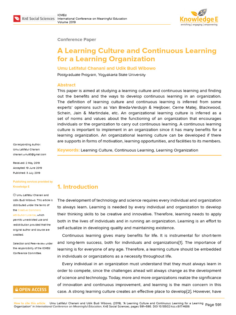 2019, Chanani - A Learning Culture and Continous Learnign For A ...