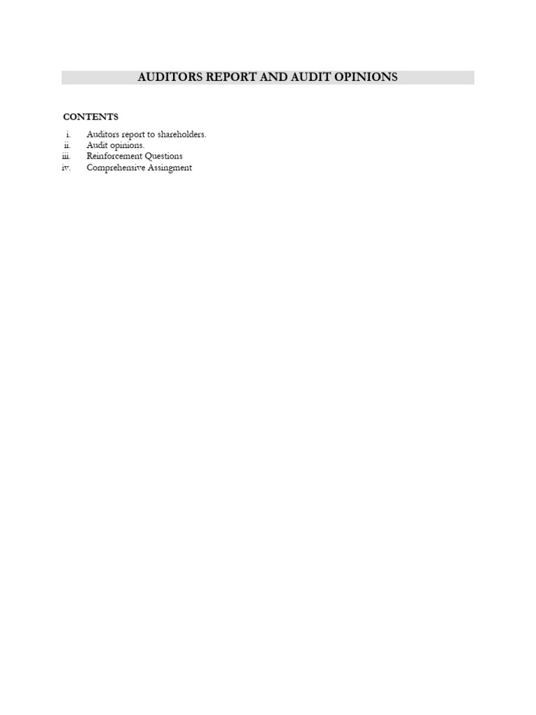Auditors Report and Opinions Explained | PDF | Auditor's Report | Audit