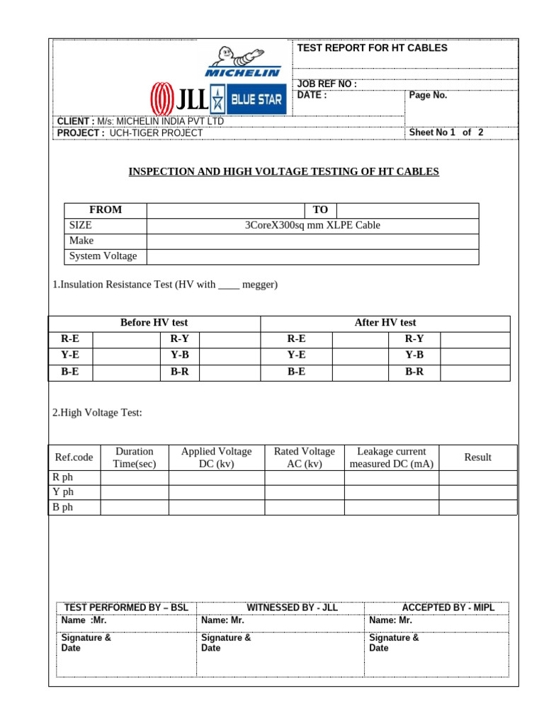 HT Cable High Voltage Test Report | PDF | Voltage | Insulator (Electricity)