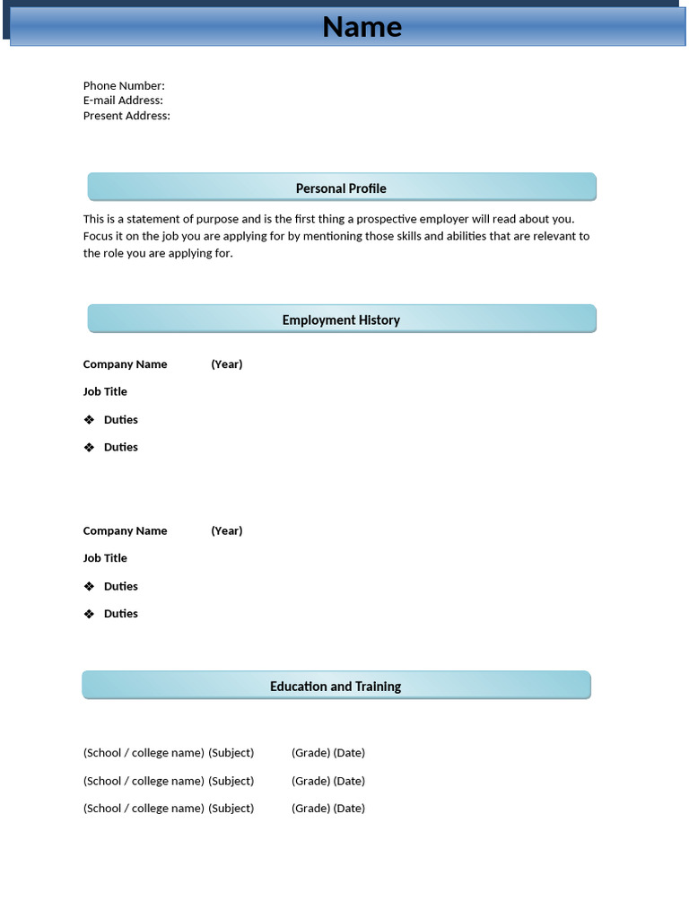 DP CV Formate 3 | PDF