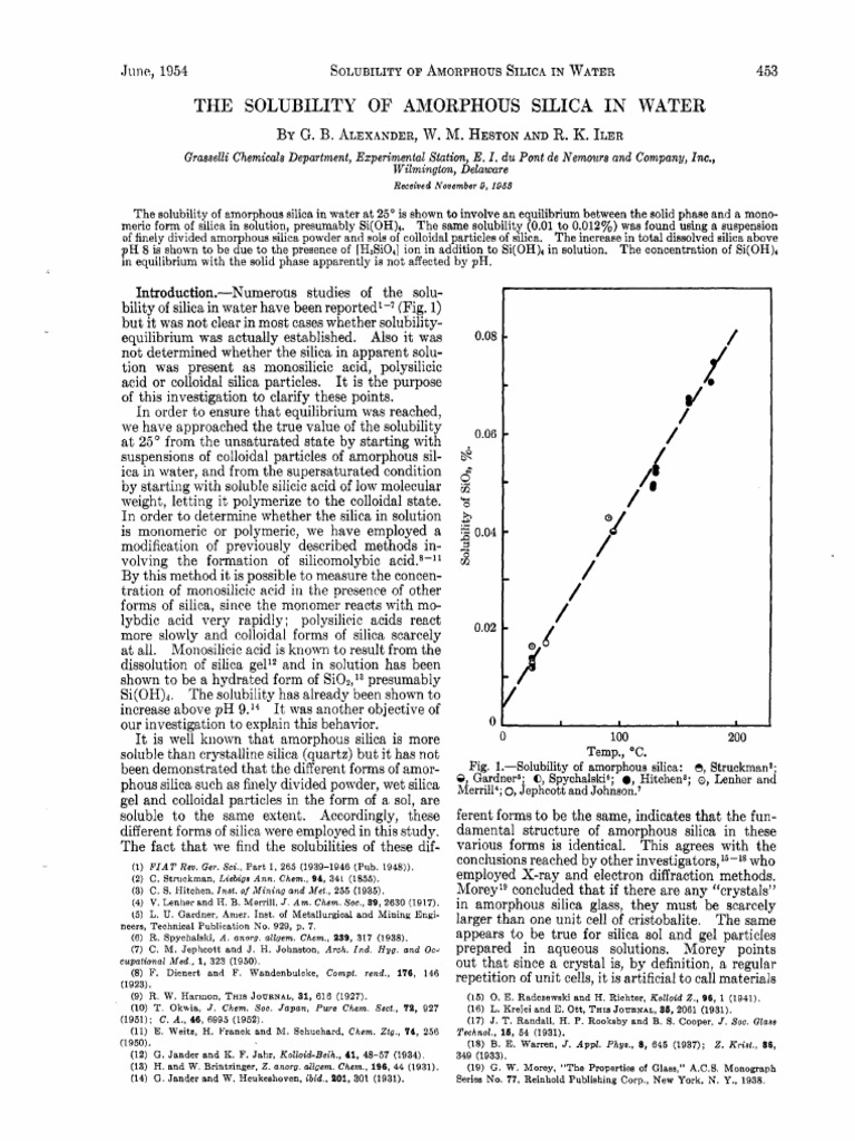 Alexander 1954 | PDF | Silicon Dioxide | Solubility