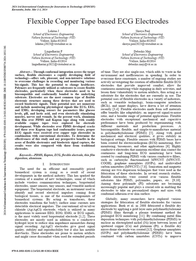 Liquid Metal Flexible ECG Electrodes | PDF | Thin Film ...