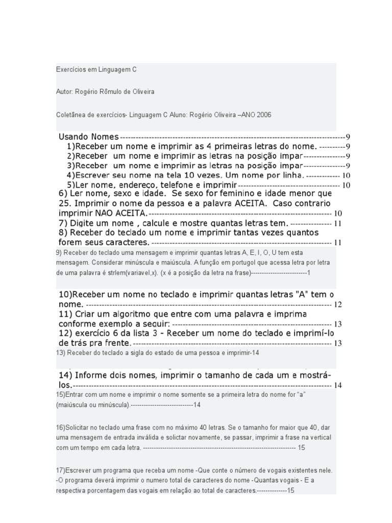 Exercícios Resolvido Em Linguagem C Pdf Média C Linguagem De