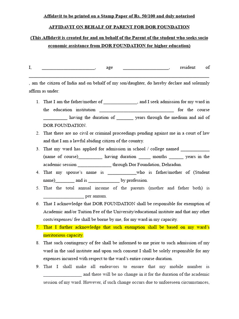 Affidavit Below 18 (Parents) - 2025 | PDF | Affidavit | Justice