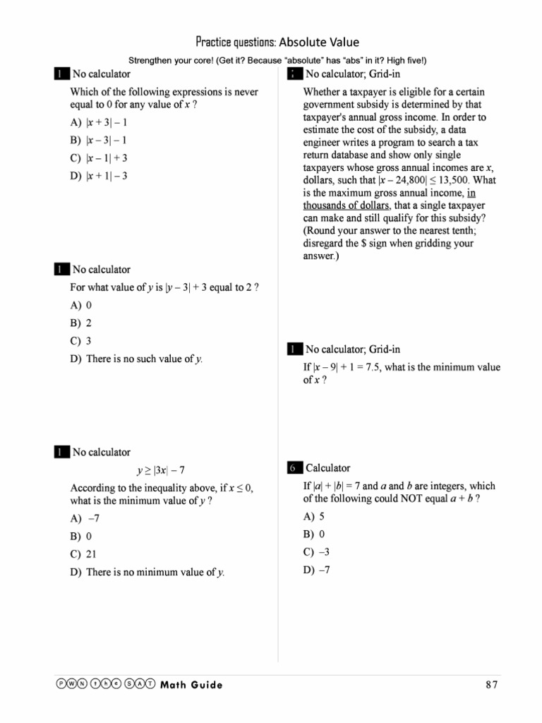 Absolute Value | PDF
