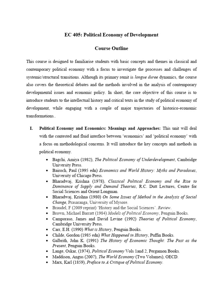Political Economy of Development Course | PDF | Capitalism | Political ...