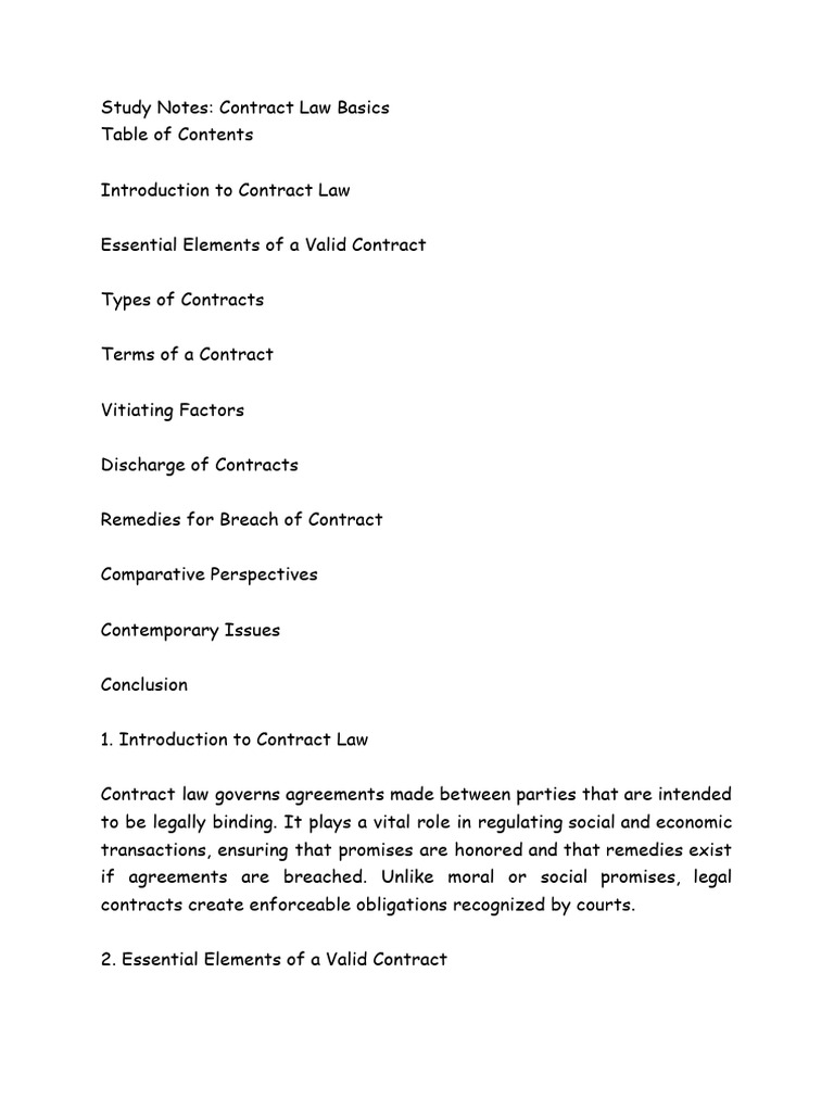 Contract Law Essentials Explained | PDF | Breach Of Contract | Legal Remedy