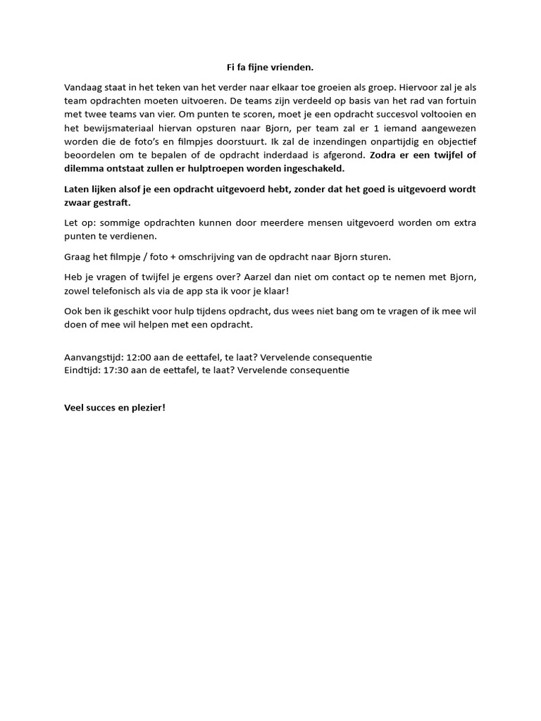 Opdrachten Lijst Stad Voor Vrienden | PDF