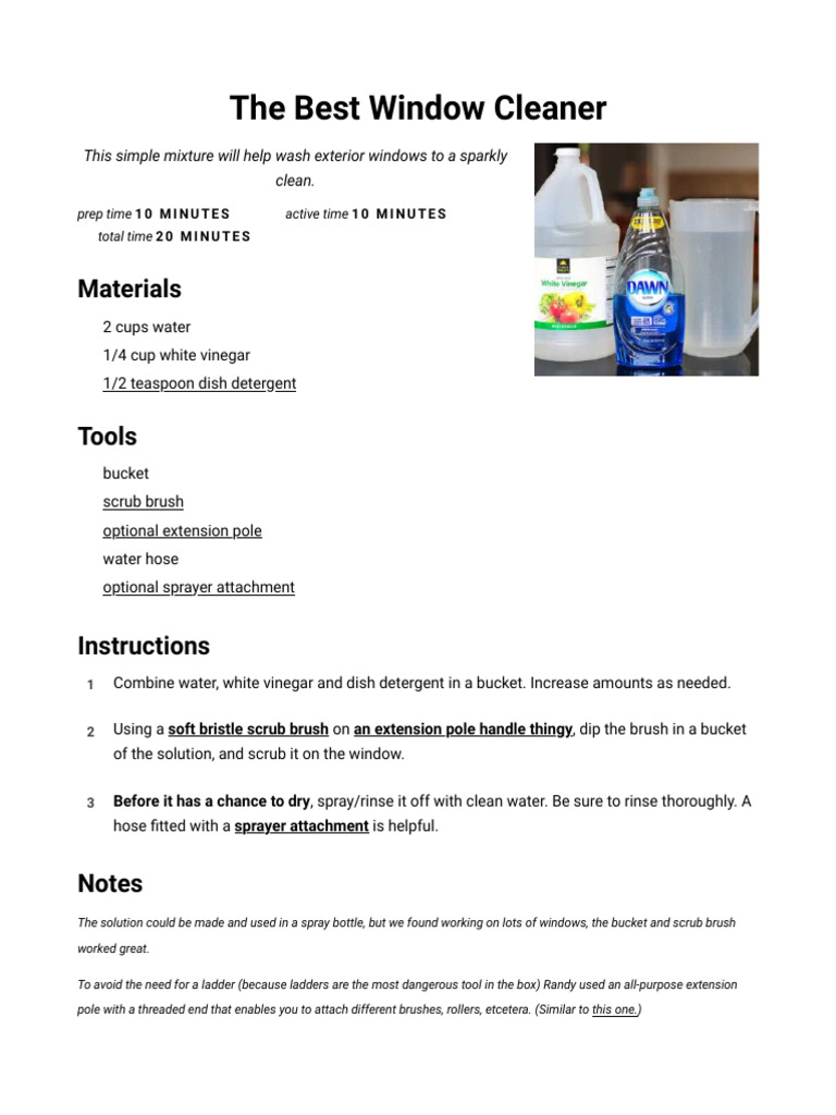 Window Cleaner Recipe - She Wears Many Hats | PDF
