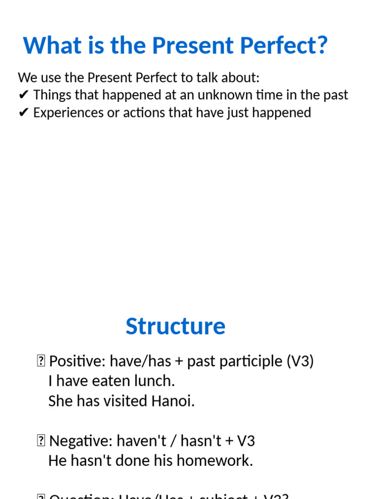 Present Perfect For Flyers | PDF