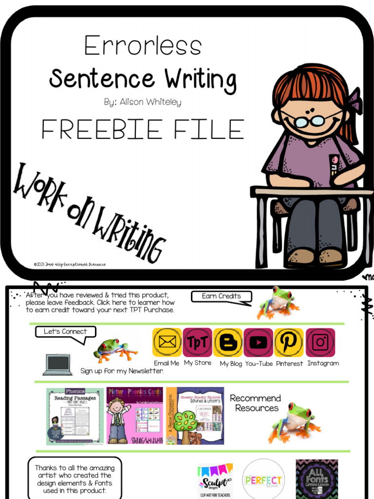 Errorless Freebie File: Sentence Writing | PDF