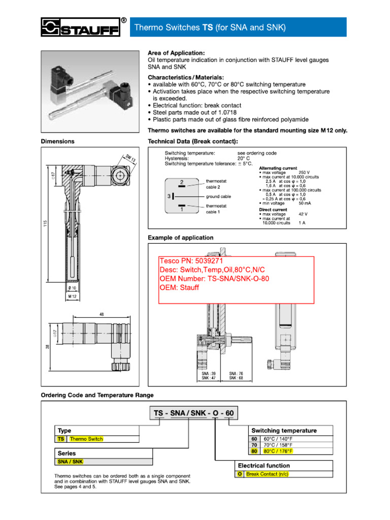#5039271 - Switch, Temp, 80 Degrees | PDF