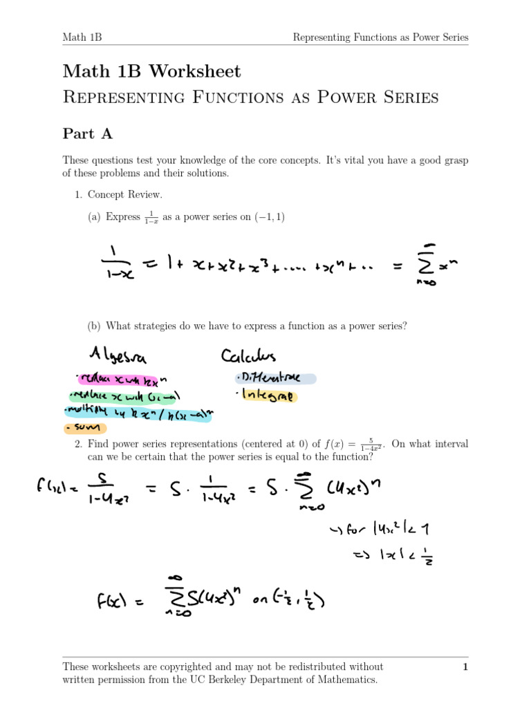 Representing Functions As Power Series Solutions | PDF | Power Series | Mathematics