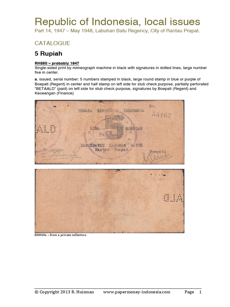 Labuhan Batu Rantau Prapat 1947 1948 | PDF | Foreign Exchange Market ...